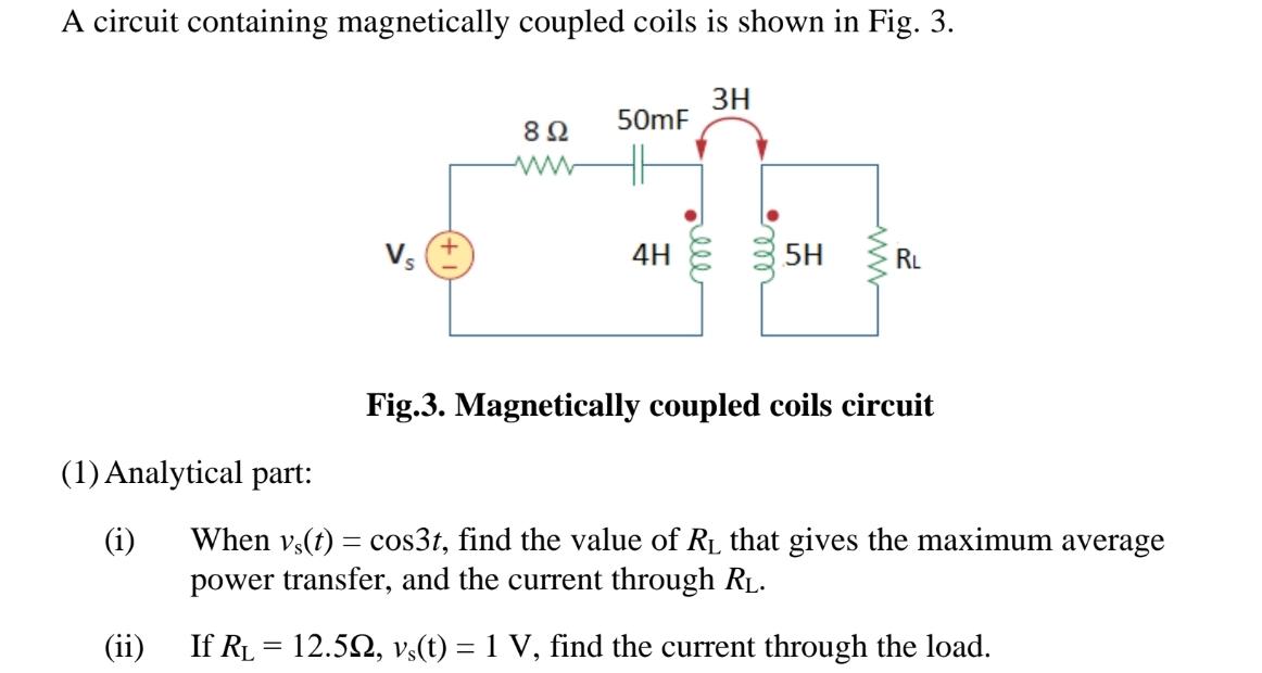 Solved A circuit containing magnetically coupled coils is | Chegg.com