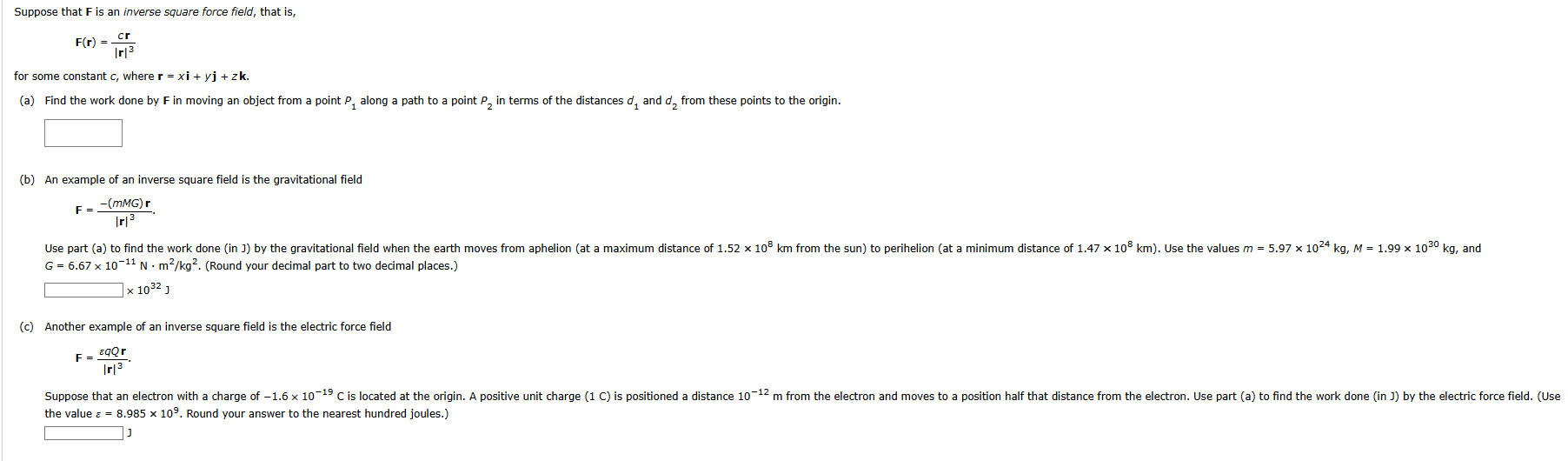 Solved Suppose that F is an ﻿inverse square force field, | Chegg.com