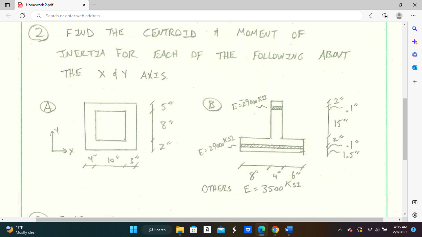 Solved FUUD THE CENTRDID \& MOMENT OF INERTIA FOR EACH DF | Chegg.com