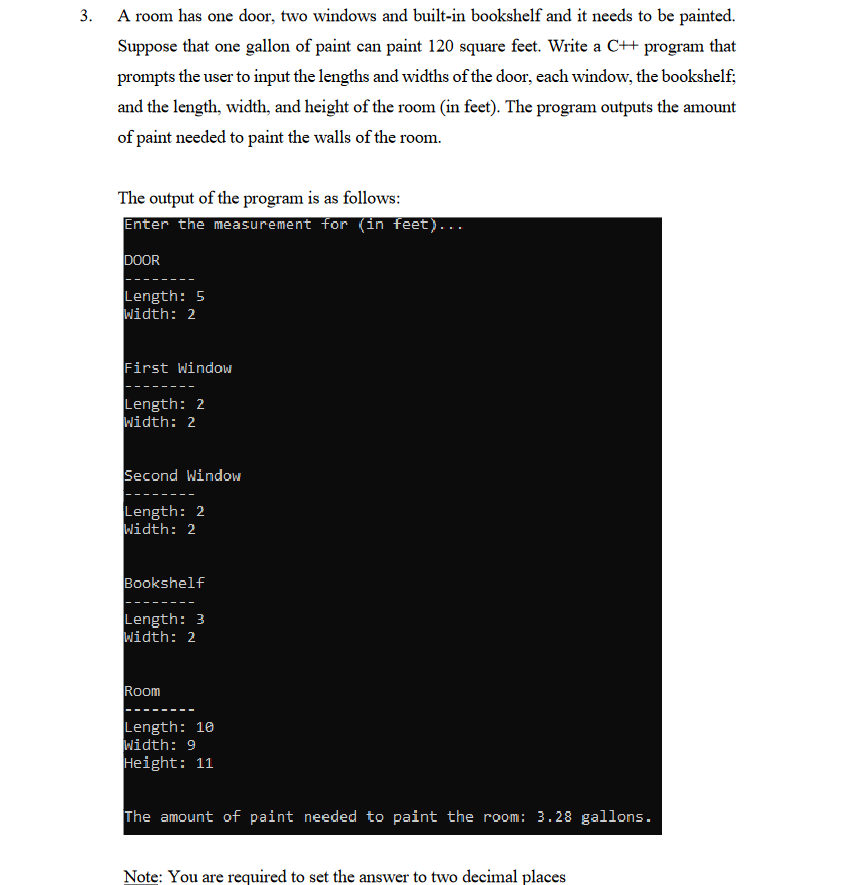 Solved A room has one door, two windows and built-in | Chegg.com