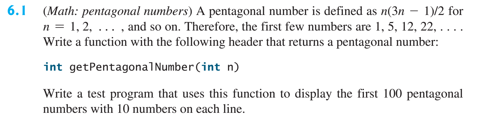 Solved 6.1 (Math: pentagonal numbers) A pentagonal number is | Chegg.com
