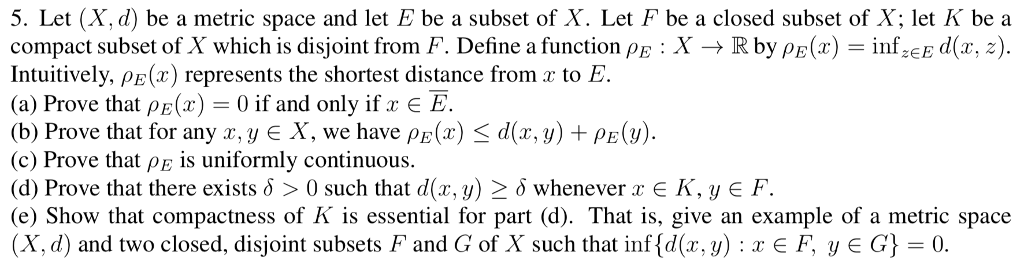 Solved 5. Let (X, d) be a metric space and let E be a subset | Chegg.com