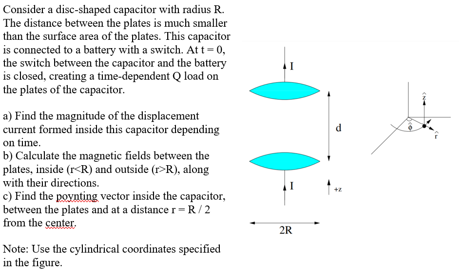 Solved Consider a disc-shaped capacitor with radius R. The | Chegg.com