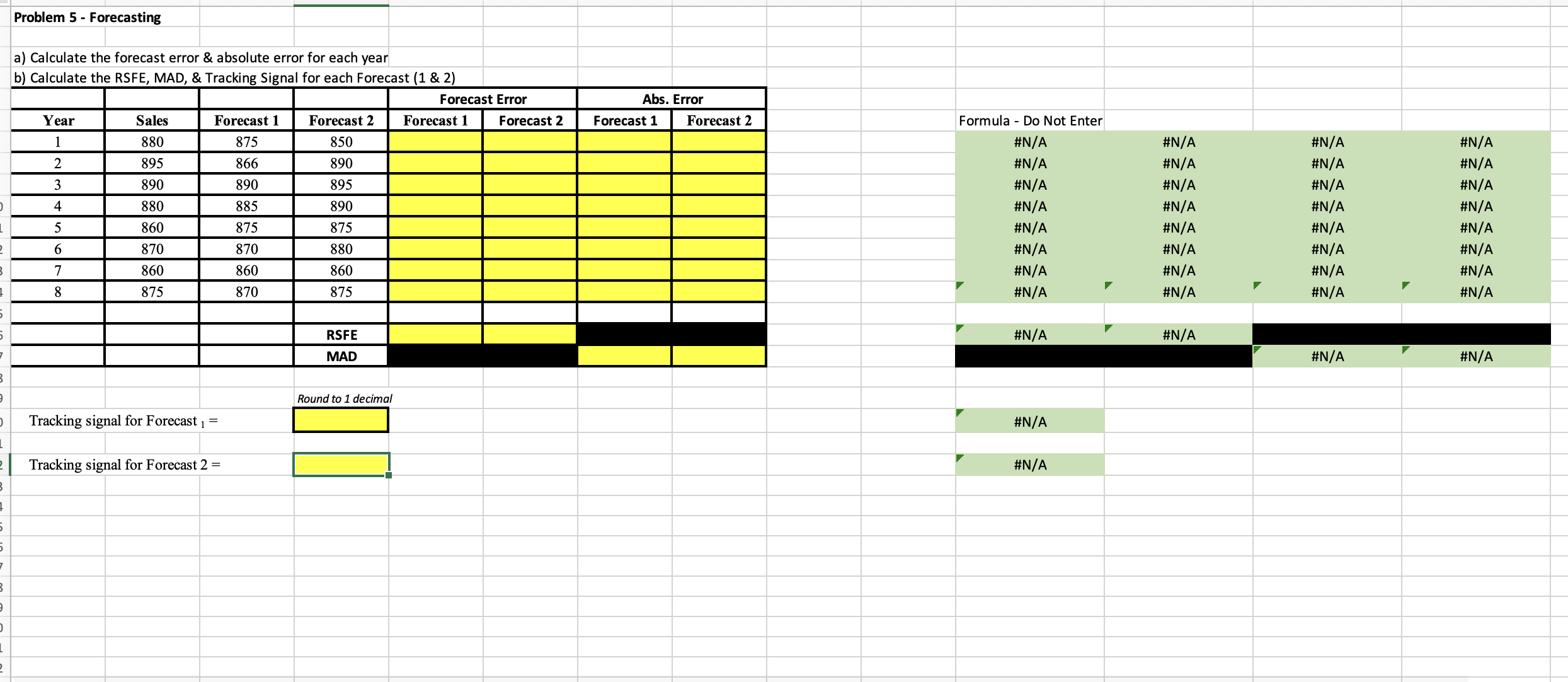 Solved Problem 5 - Forecasting a) Calculate the forecast | Chegg.com