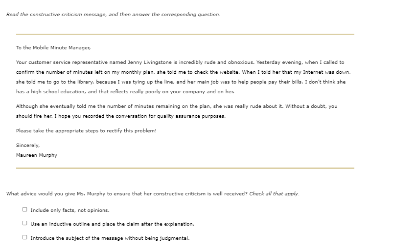 Solved 5. Delivering constructive criticism Delivering | Chegg.com