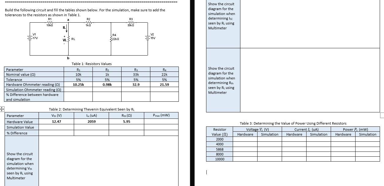 Solved Build the following circuit and fill the tables shown | Chegg.com