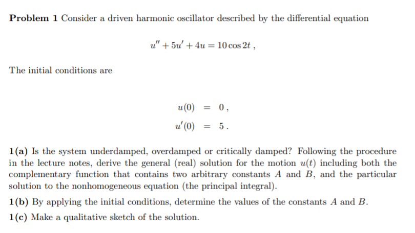 Solved Problem 1 Consider a driven harmonic oscillator | Chegg.com