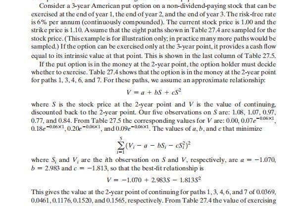 For the Least Squares Monte Carlo example in Hull | Chegg.com