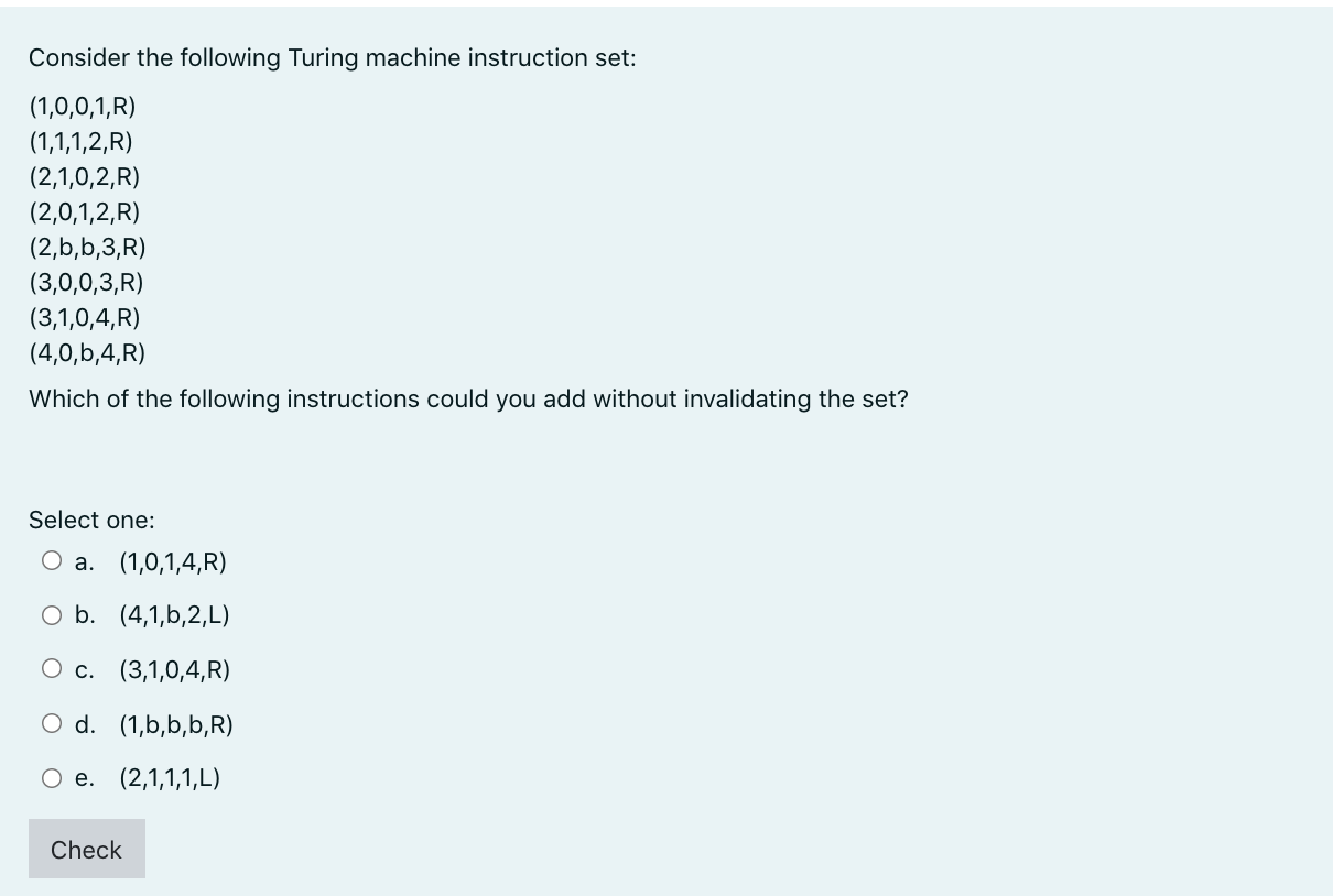 Solved Consider the following Turing machine instruction | Chegg.com