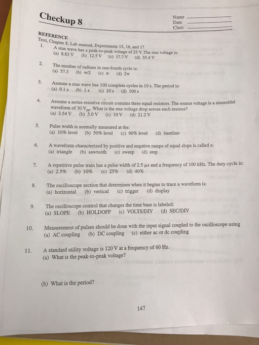 Solved Checkup8 Name Date Class REFERENCE Text, Chapter 8; | Chegg.com
