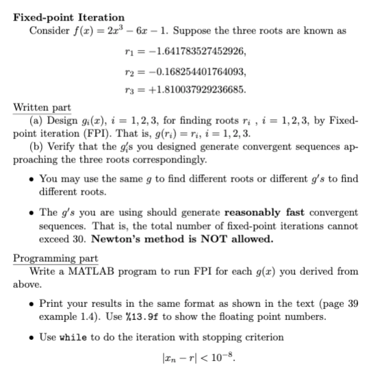 Solved Fixed-point Iteration Consider f(x) = 2x2 - 6x - 1. | Chegg.com
