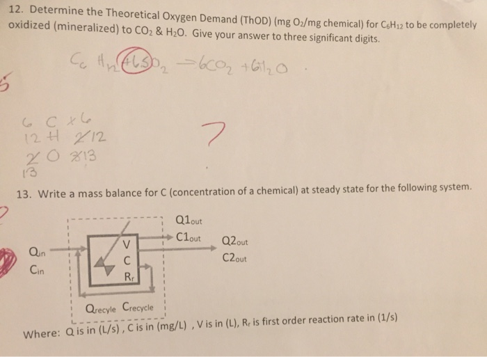 Solved 12. Determine the Theoretical Oxygen Demand (ThOD) | Chegg.com