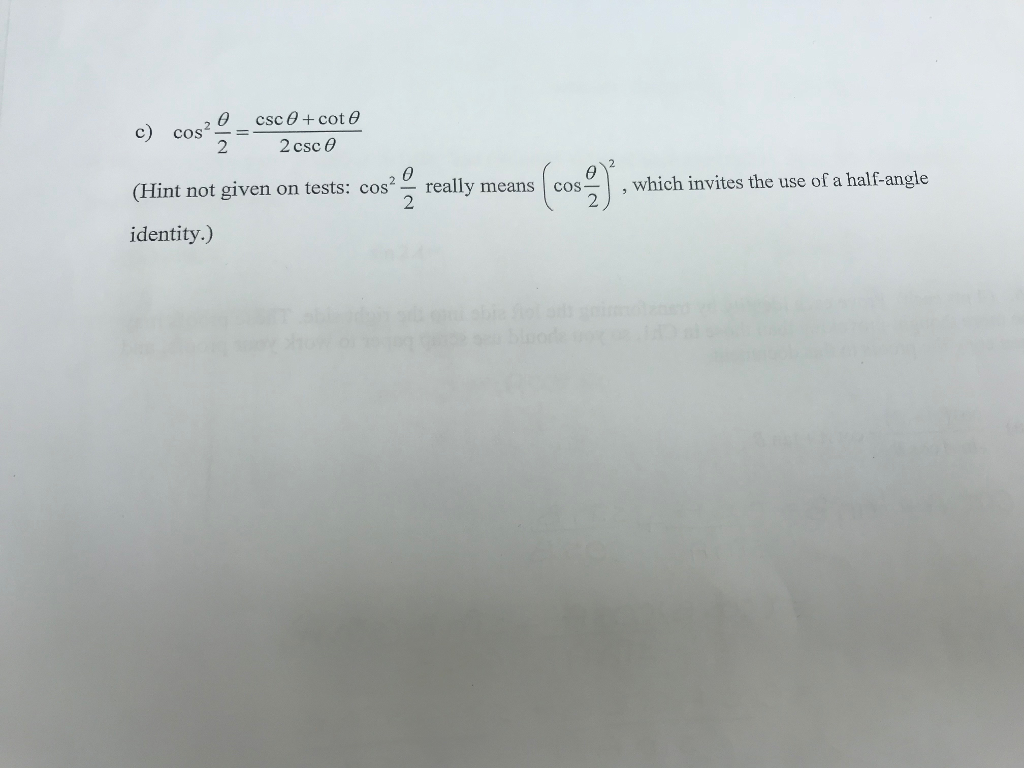 Solved Prove identity by transforming the left side into the | Chegg.com