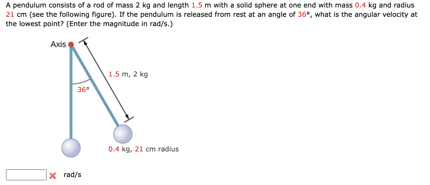 Solved A pendulum consists of a rod of mass 2 kg and length | Chegg.com
