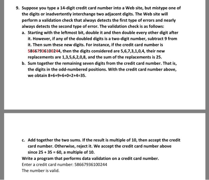 Solved 9. Suppose you type a 14-digit credit card number | Chegg.com