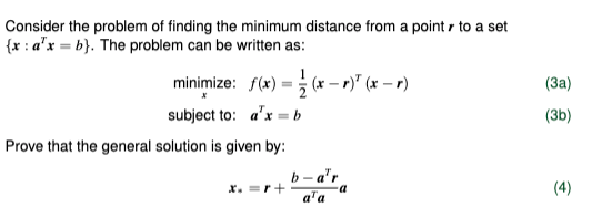 Solved Consider the problem of finding the minimum distance | Chegg.com