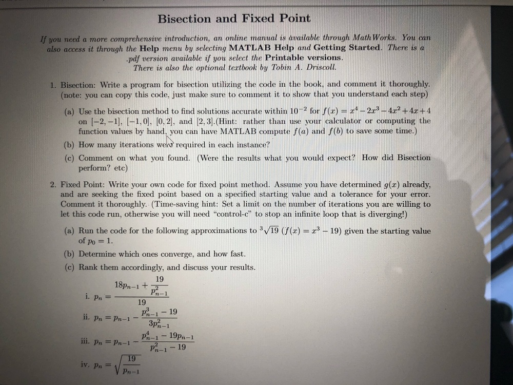 Solved Bisection and Fixed Point If you need a more | Chegg.com