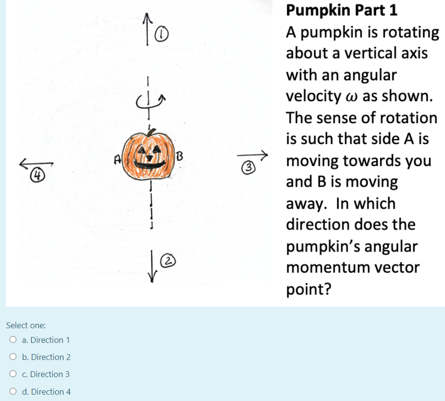 Solved To ول Pumpkin Part 1 A pumpkin is rotating about a | Chegg.com