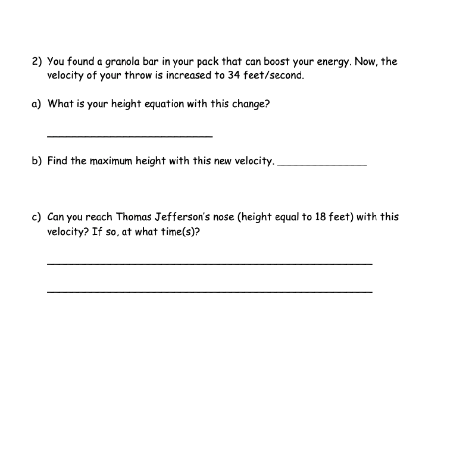 Solved Climbing Mount Rushmore MATH 1110 Quadratic | Chegg.com