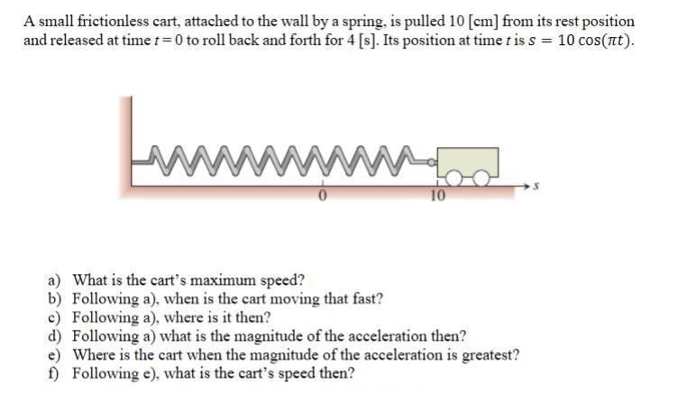 Solved A small frictionless cart, attached to the wall by a | Chegg.com