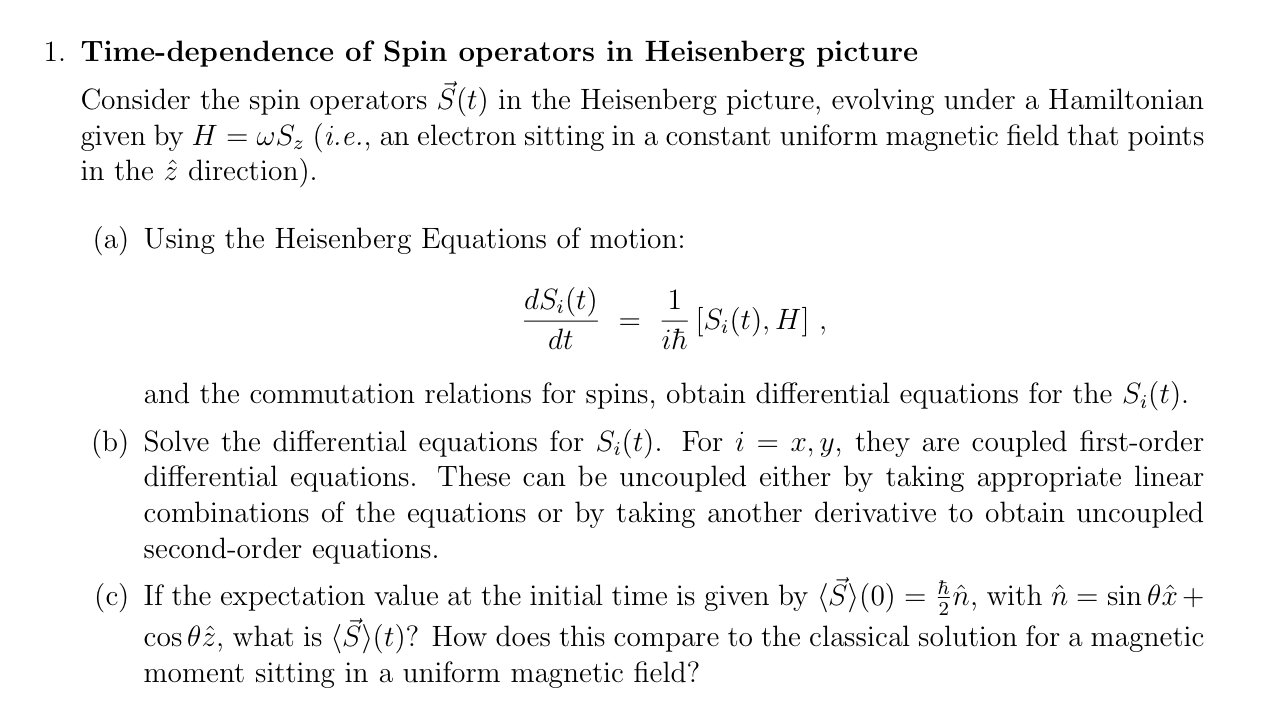 Solved Time-dependence of Spin operators in Heisenberg | Chegg.com