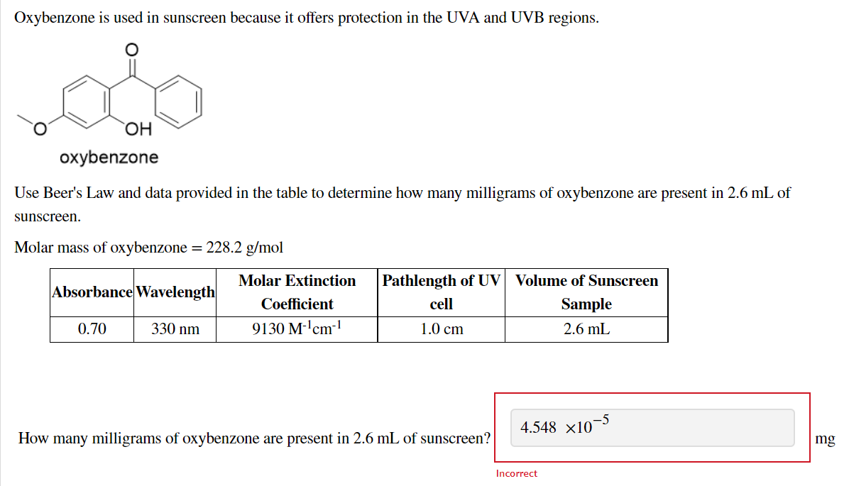 Solved Two solutions of the same UV-absorbing molecule were | Chegg.com