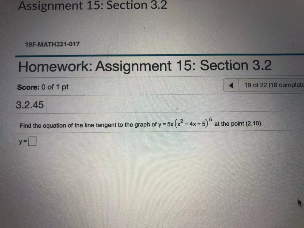 Solved Assignment 15: Section 3.2 19F-MATH221-017 Homework: | Chegg.com