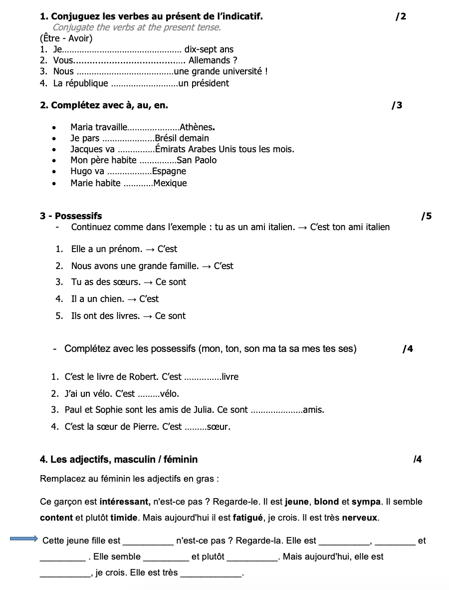 1. Conjuguez les verbes au présent de l'indicatif. | Chegg.com