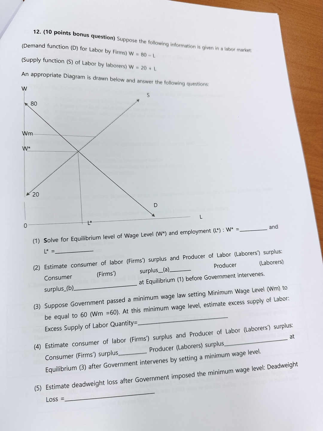 Solved 12. (10 points bonus question) Suppose the following | Chegg.com