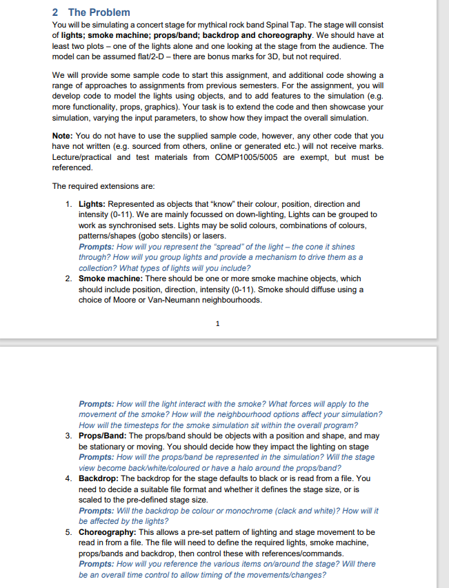 Solved 2 The Problem You will be simulating a concert stage | Chegg.com