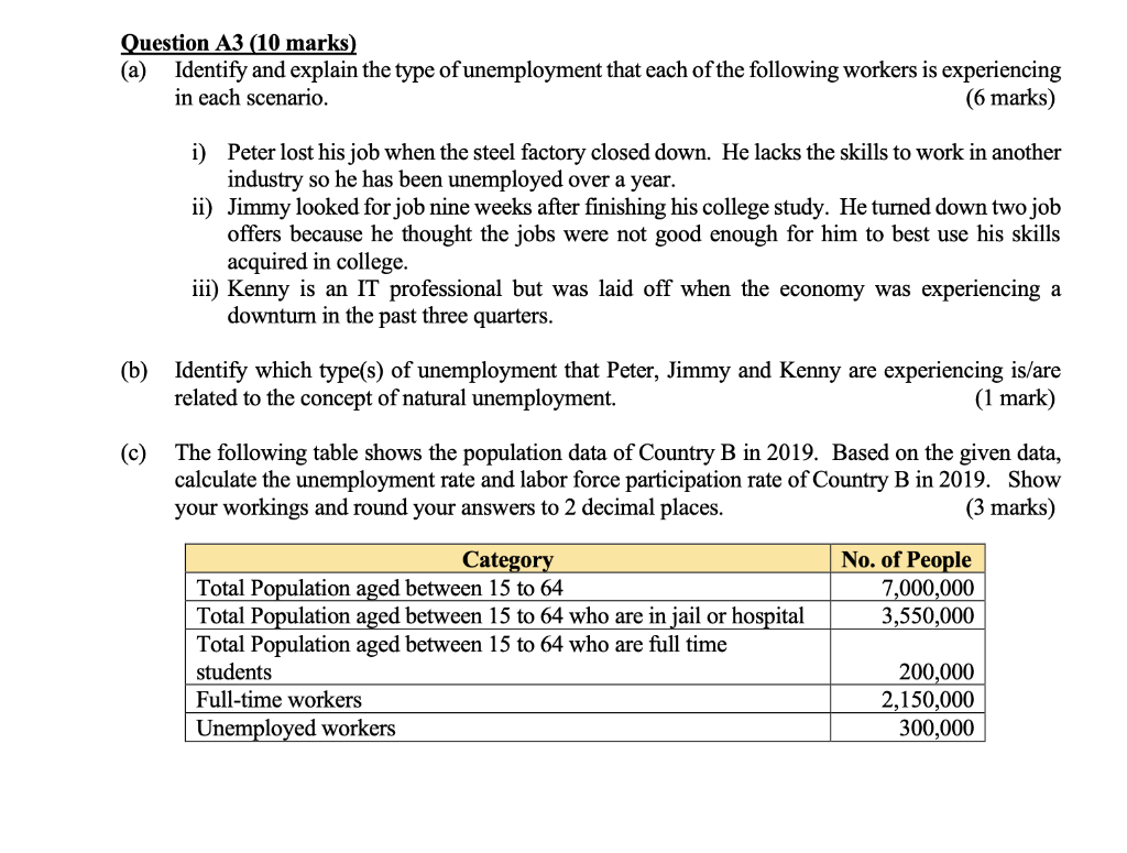 Solved Question A3 (10 marks) (a) Identify and explain the | Chegg.com