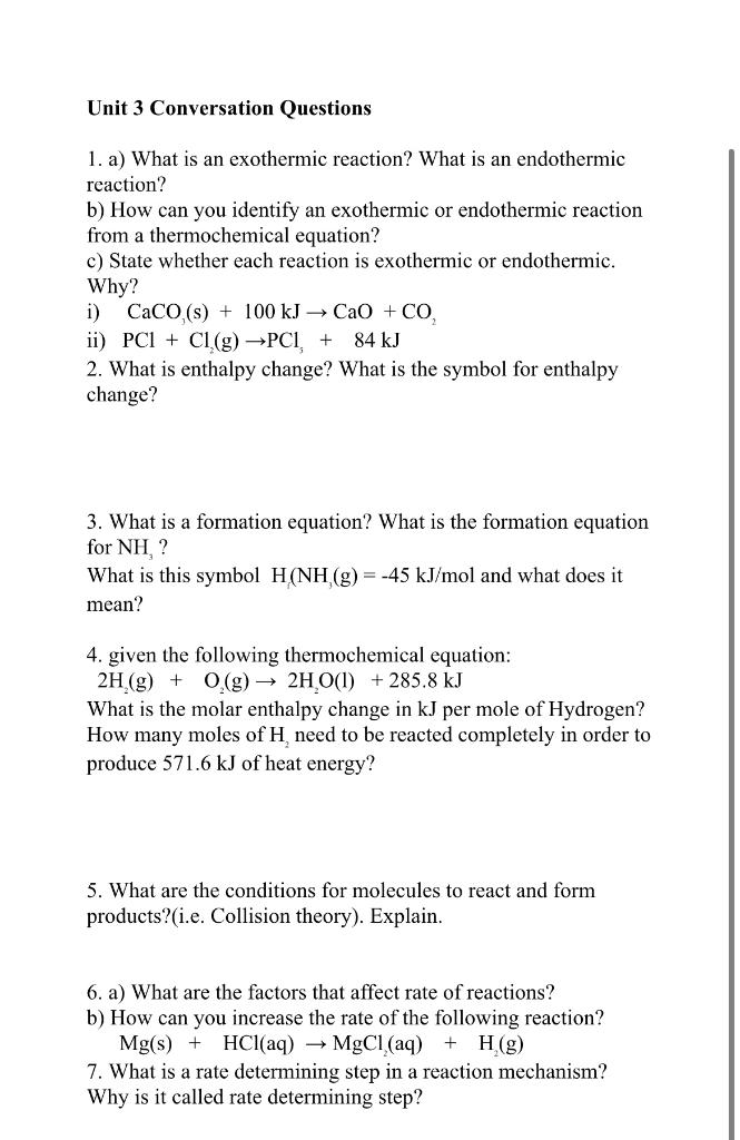 Solved 1. a) What is an exothermic reaction? What is an | Chegg.com