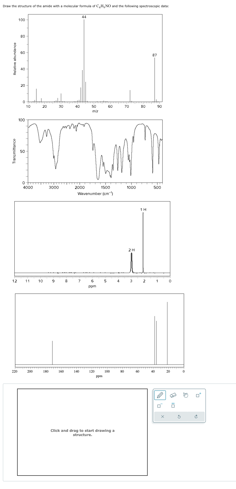 Solved Draw the structure of the amide with a molecular | Chegg.com