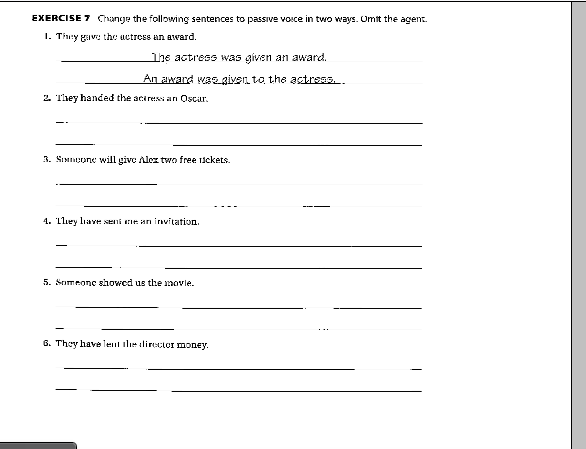Solved EXERCISE 7 Change the following sentences to passive | Chegg.com