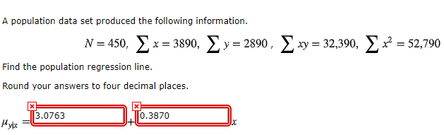 Solved A population data set produced the following | Chegg.com