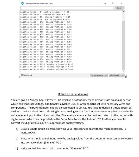 Solved Output on Serial Window You are given a "Finger | Chegg.com