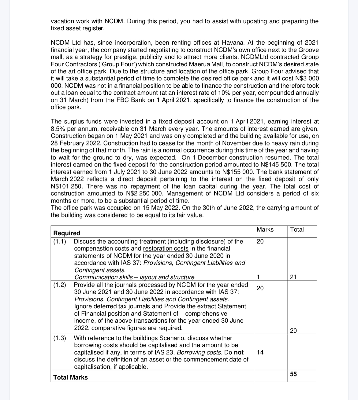 Solved QUESTION 55 Marks Transaction 1 Namibia Consolidated | Chegg.com