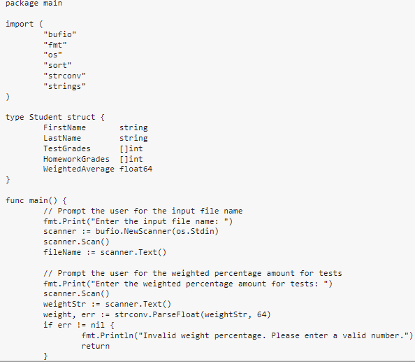Solved package main import ( "bufio" "fmt" "OS" "sort" | Chegg.com