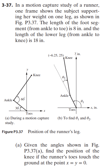 Solved 3-37. ﻿In a motion capture study of a runner, one | Chegg.com