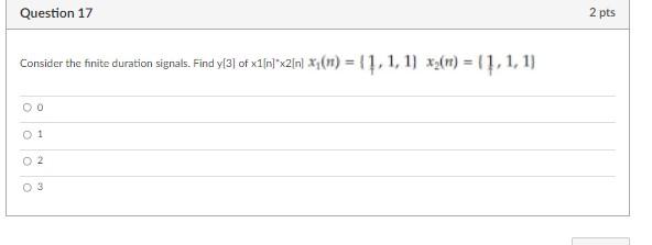 Solved Question 15 Consider the finite duration signals. | Chegg.com