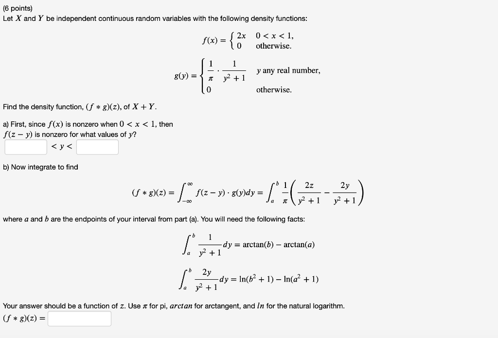 Solved (6 points) Let X and Y be independent continuous | Chegg.com