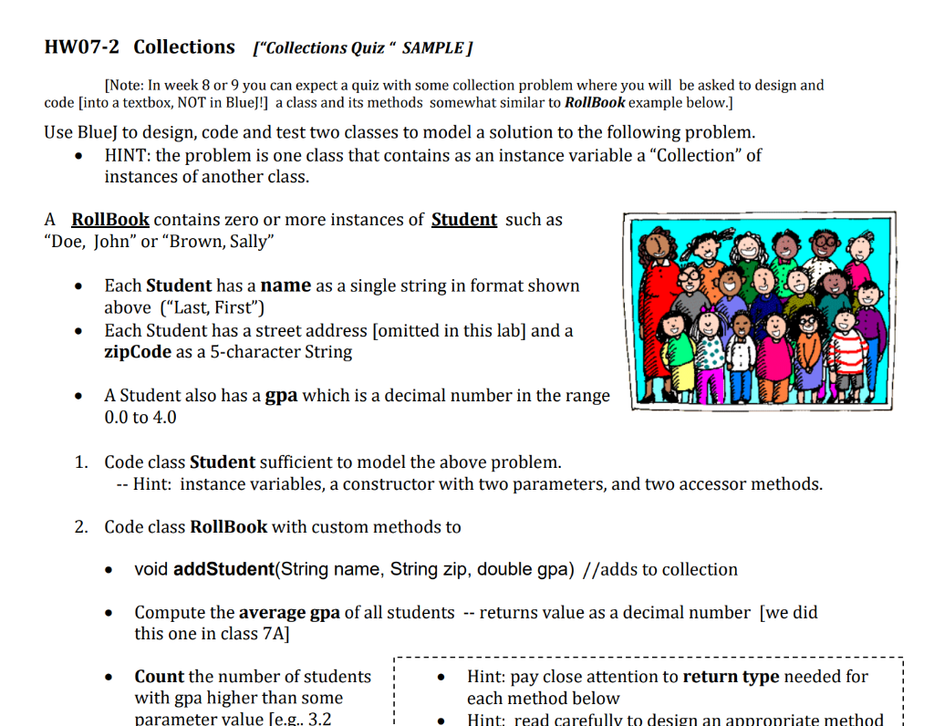 Solved HW07-2 Collections ["Collections Quiz" SAMPLE] [Note: | Chegg.com