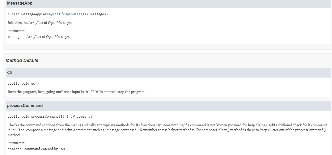 Solved Class MessageApp Object MessageApp public class | Chegg.com
