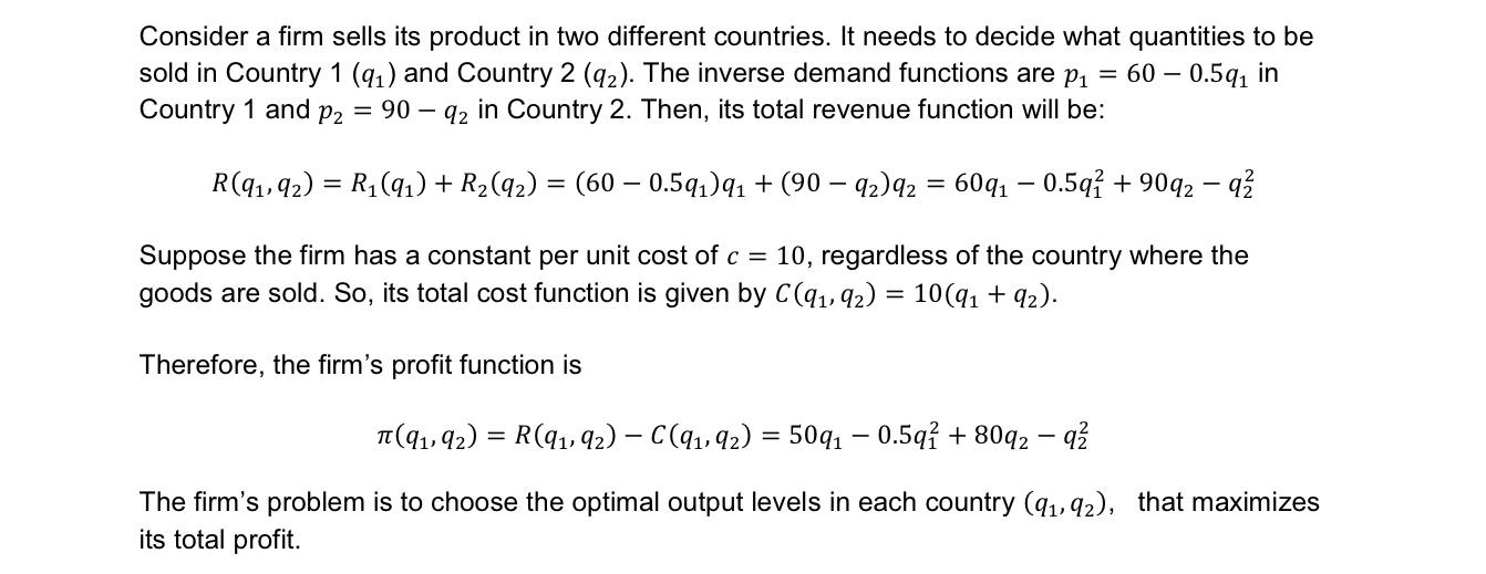 Solved Use calculus to confirm the optimal output levels and | Chegg.com