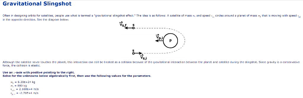 Solved Gravitational Slingshot circles around a planet of | Chegg.com