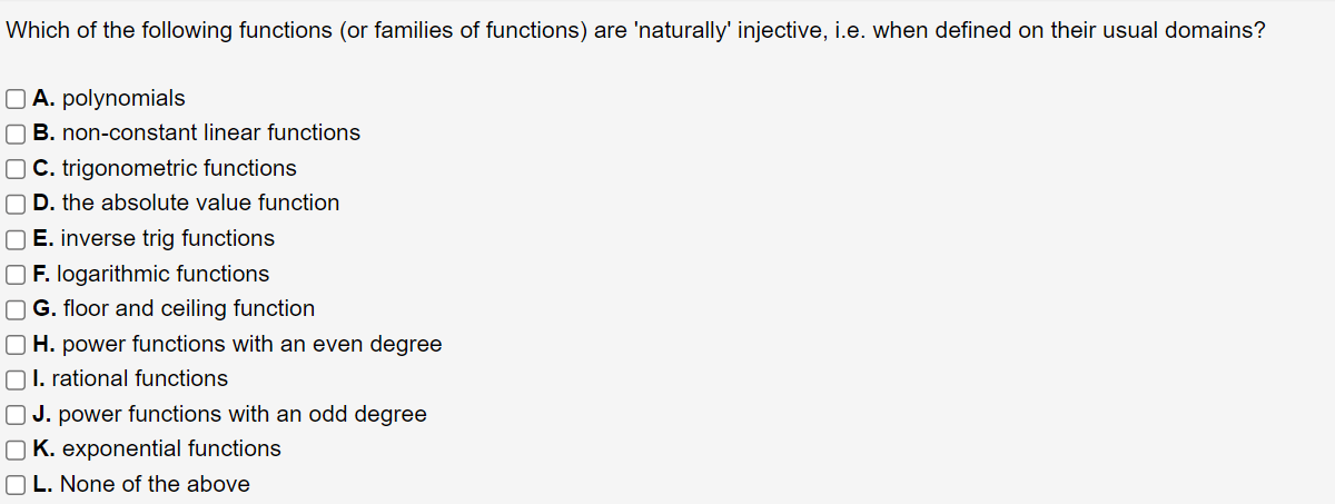 Solved Which of the following functions (or families of | Chegg.com