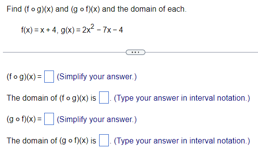 Solved Find (f∘g)(x) and (g∘f)(x) and the domain of each. | Chegg.com