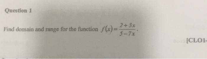 Solved Find Domain And Range For The Function F X 2