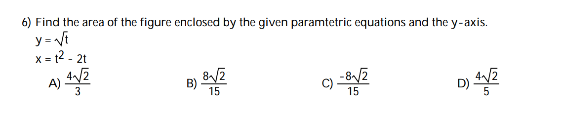 Solved 6) Find the area of the figure enclosed by the given | Chegg.com
