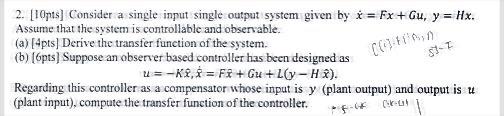 Solved 2. [1Opts] Consider a single input single output | Chegg.com